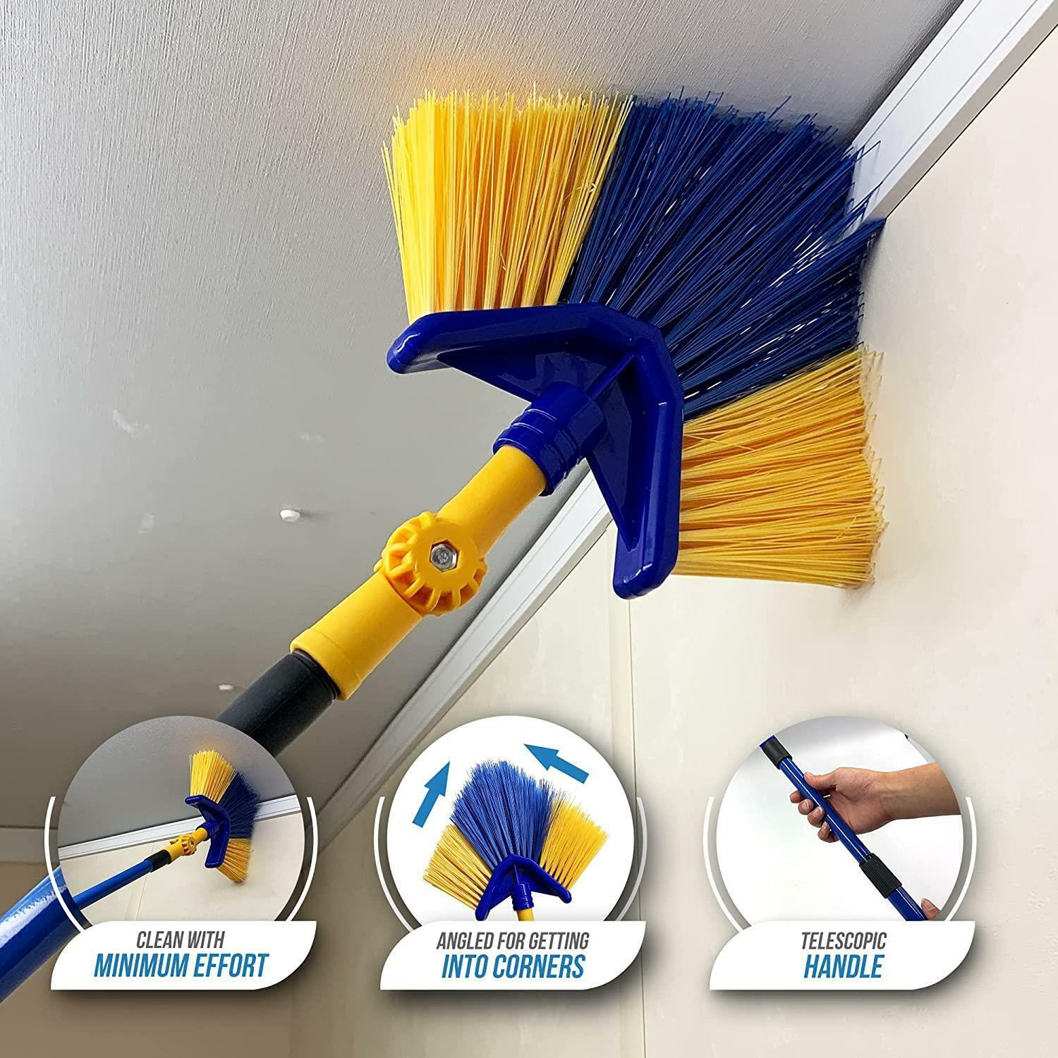 COBWEB BRUSH LONG REACH CLEANING COB WEB BROOM EXTENDING HANDLE DOMED ...