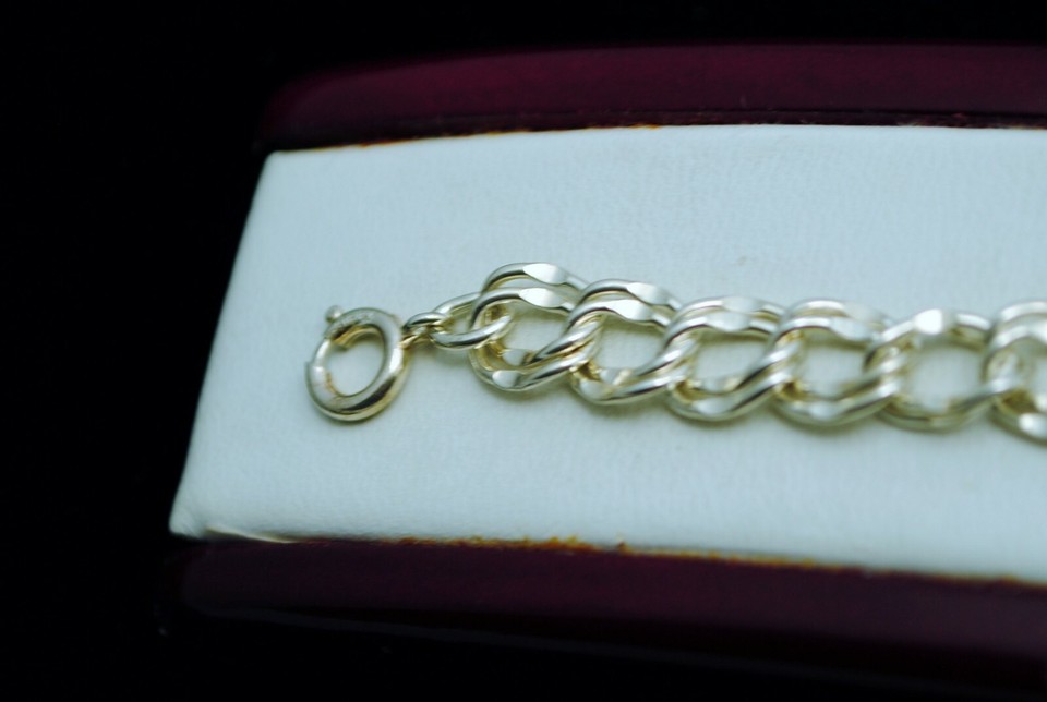 STERLING SILVER SHINING CHAIN LINK BRACELET 7.75" #F104 | eBay