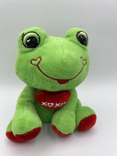 Dandee Collectors Choice plush green frog holding red heart XOXO pink ...