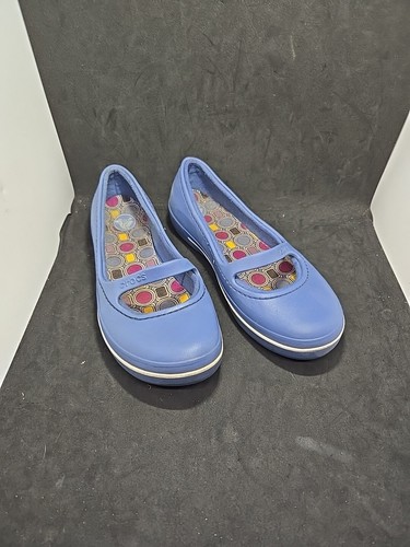 Crocs Size 9 Women’s Lined Ballet Flats Blue Rubber Slip On Round Toe ...