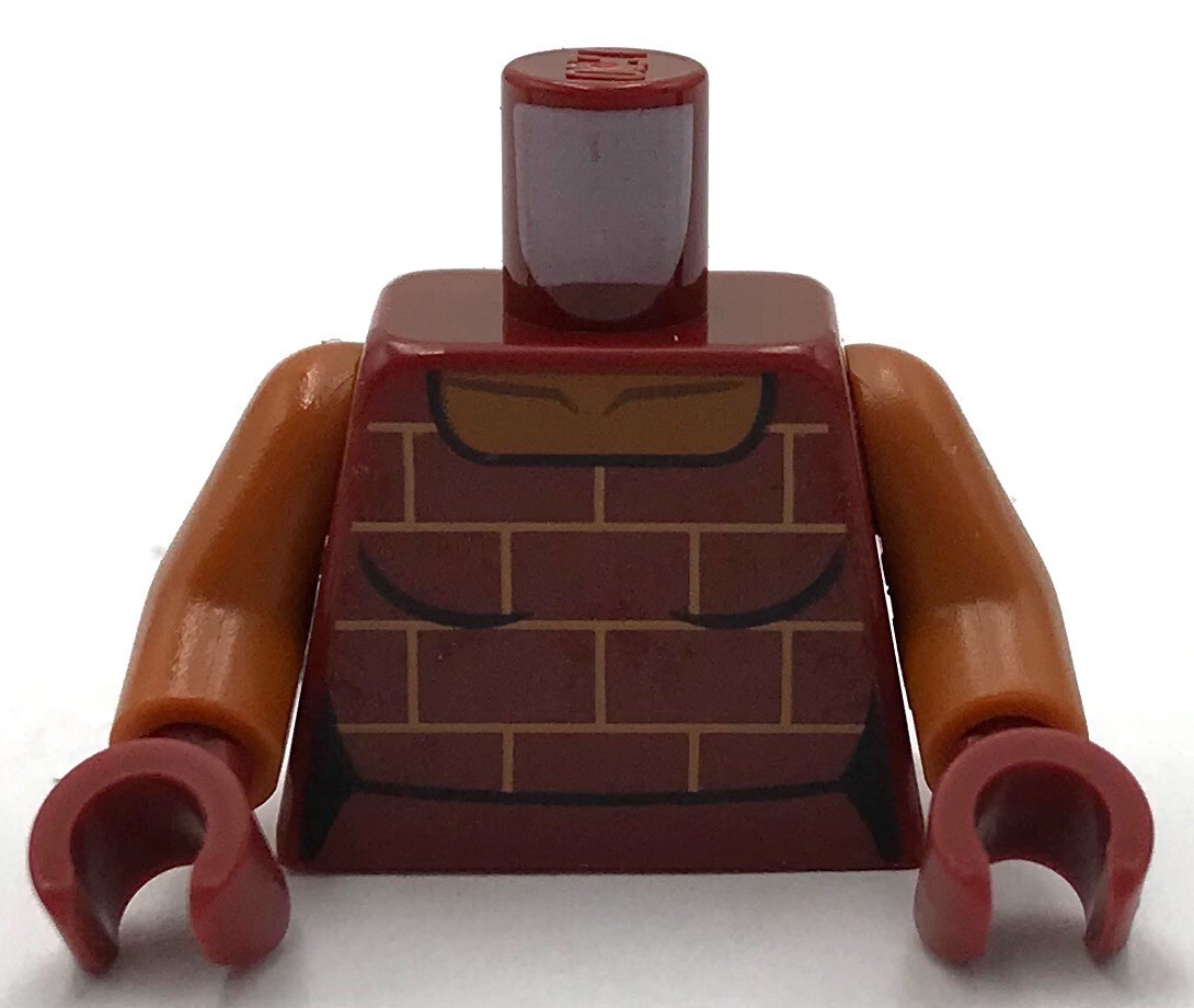 Lego New Dark Red Minifig Torso Female Shirt w/ Bricks Pattern Orange ...