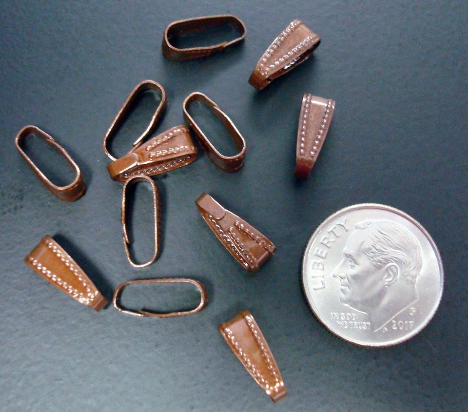12 Large Ant Copper Plated snap on pendant bails charm bails large ...