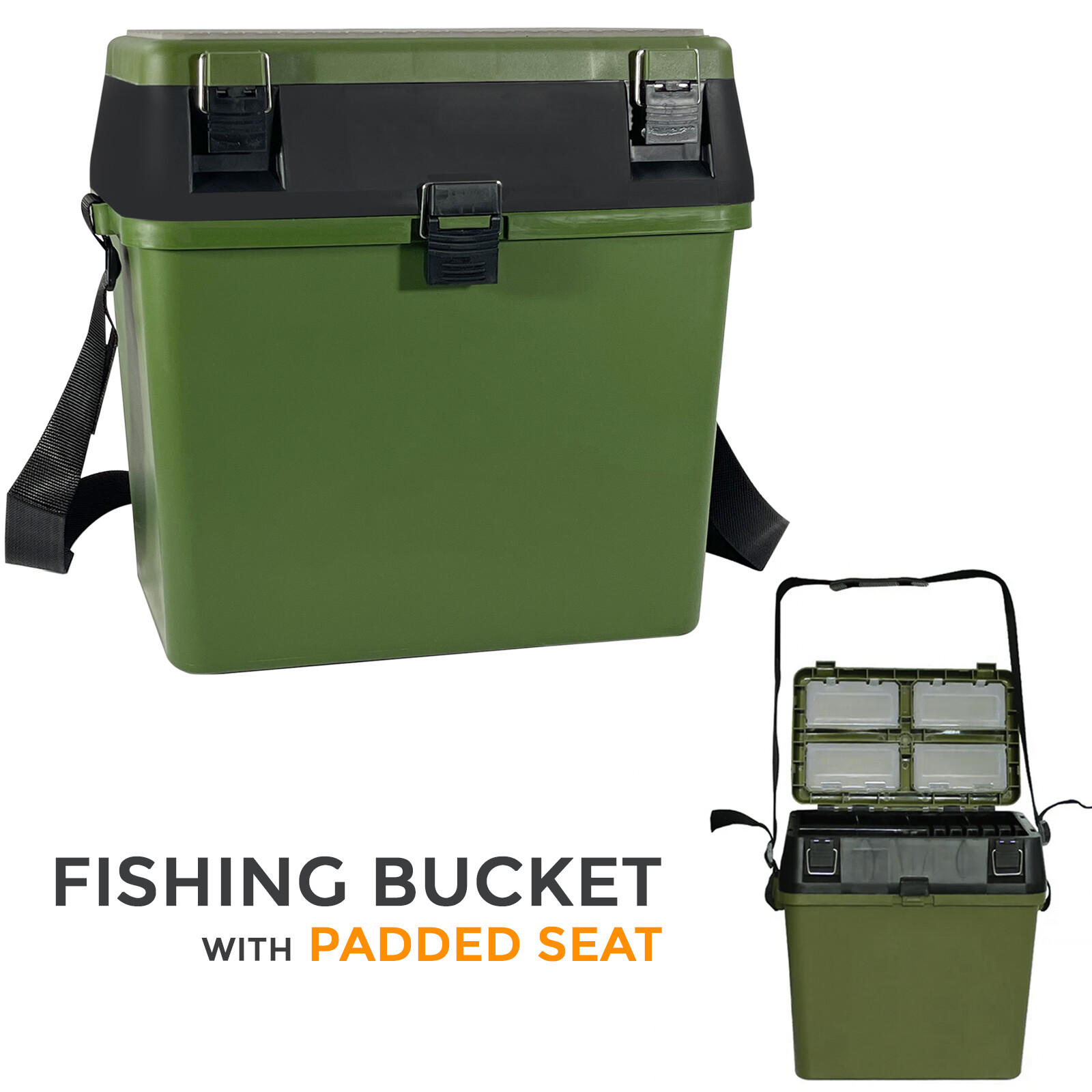 Tackle Box seat bucket box for camping fishing basket boating with back ...
