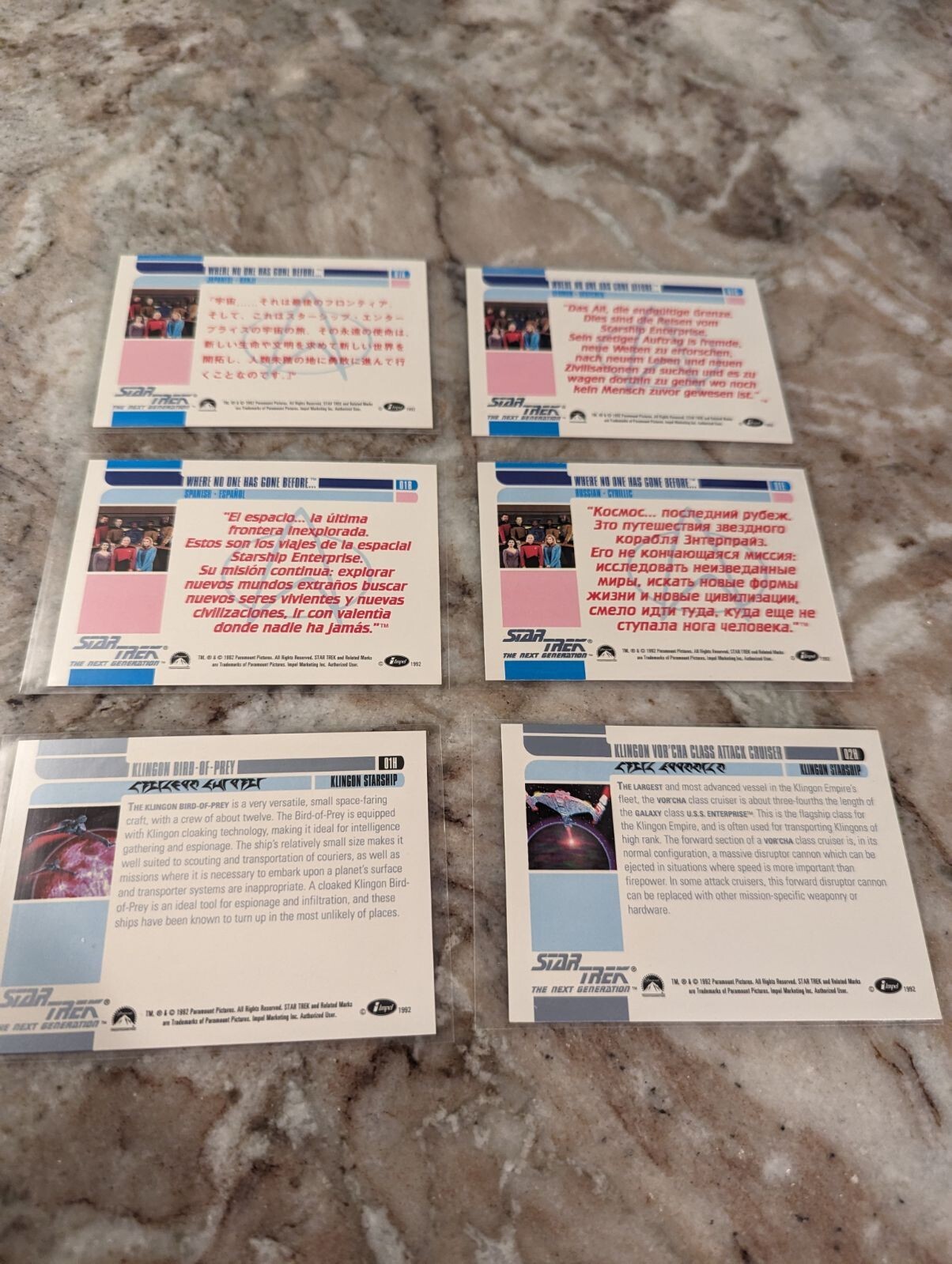 1992 Star Trek The Next Generation 01H & 02H Holograms also 01A, O1B ...