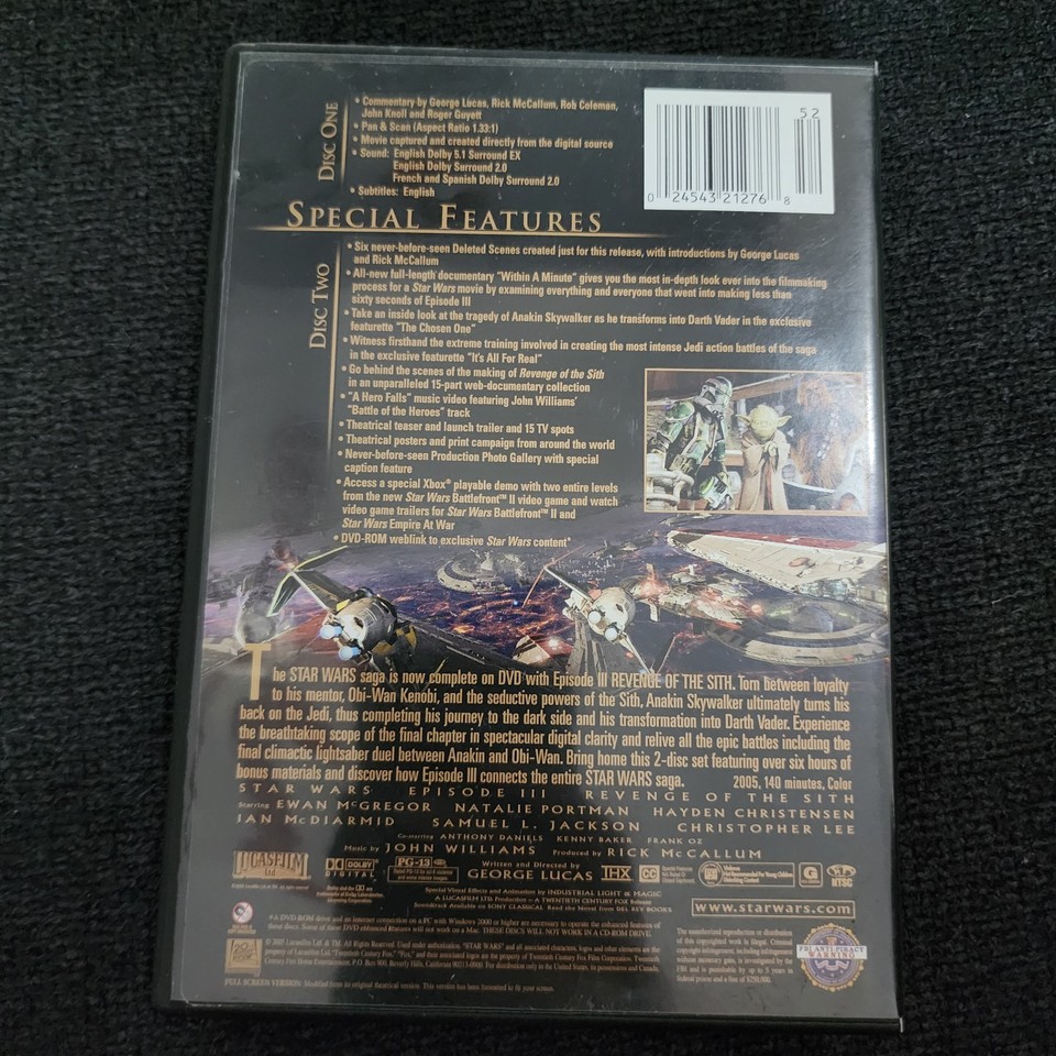 Star Wars: Episode III - Revenge of the Sith ABIS DVD 2005 2-Disc Set ...