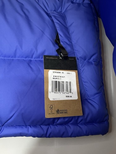 NEW $330 North Face 1996 Retro Nuptse 700 Down Puffer Jacket Solar Blue ...