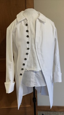 White Polyester Unlined Colonial Coat. L/XL Prince, Pirate, 1776 ...