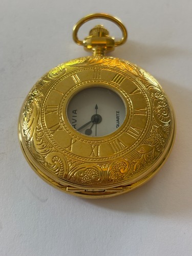 Avia - Bright gold metal pocket watch - Untested | eBay