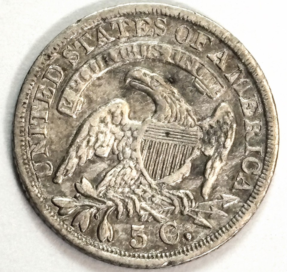 1837 Capped Liberty Bust Half Dime Large 5c Silver US Coin EXTRA FINE ...