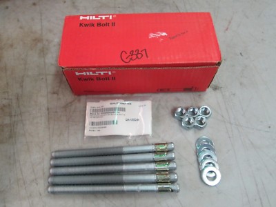 Hilti KBII Kwik-Bolt Concrete Anchor 1/2"x7" Long W/ Nuts & Washers Lot ...