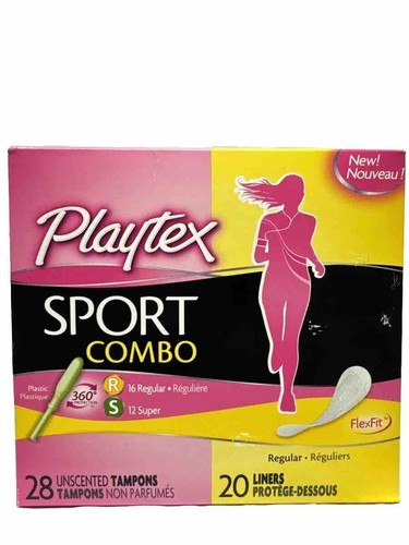 playtex sport combo 28 unscented tampons 20 liners scuffed box | eBay