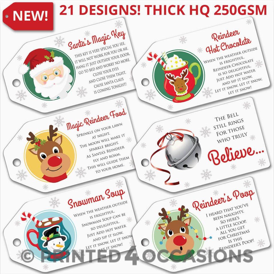 Snowman Poop Christmas Tags Labels Santa Key Magic Reindeer Food Soup ...