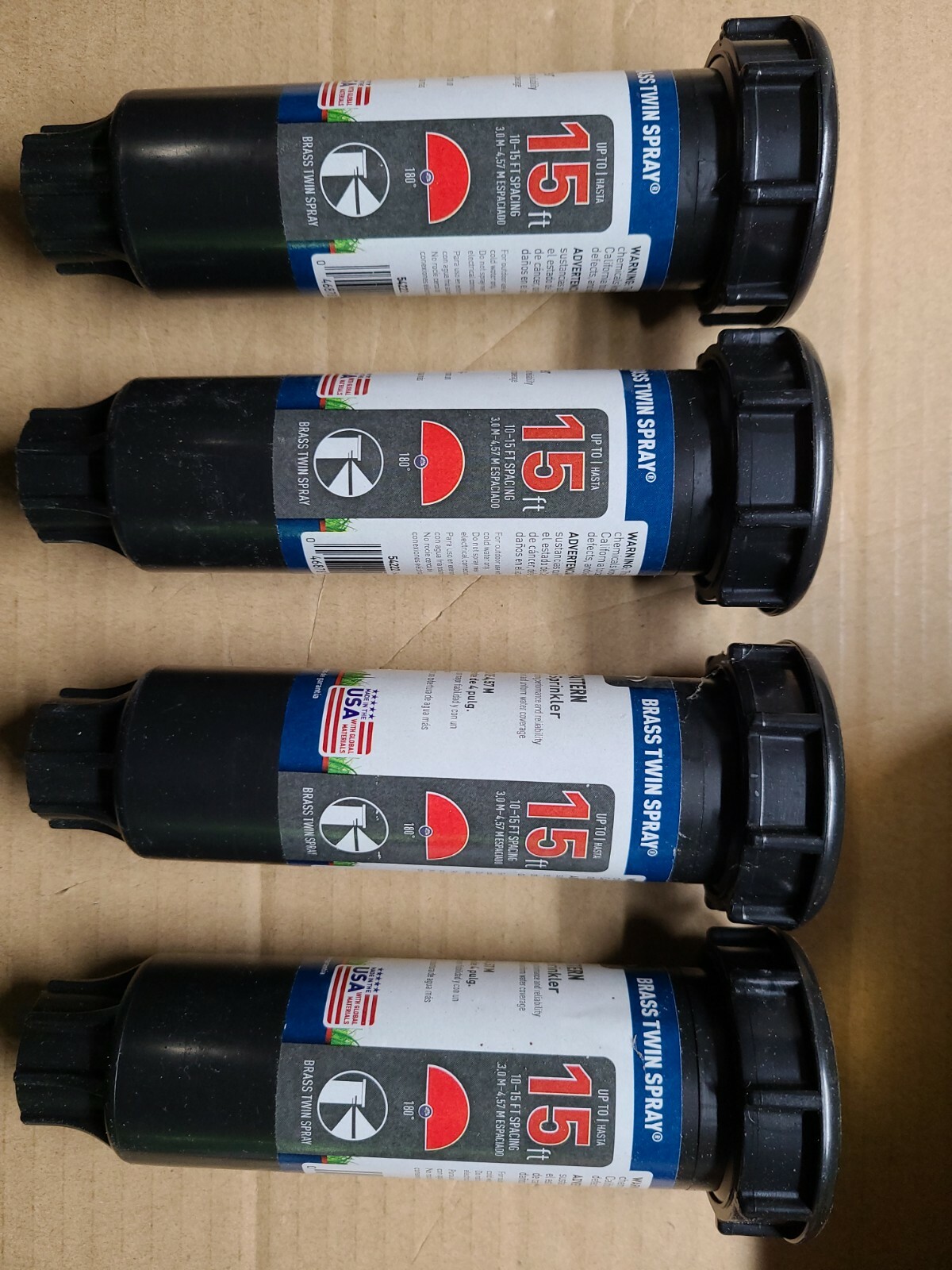 Lot of 4 ORBIT 54222 BRASS TWIN SPRAY 4" POP-UP SPRINKLER 180 DEGREES ...