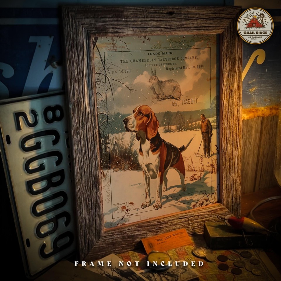 Vintage Beagle Dog Art Print Shotgun Shell Box Rabbit Hunting Artwork ...