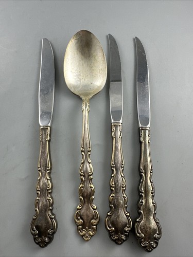 Oneida Community GOLD ACCENT MODERN BAROQUE Set of 4 Knives Serving ...