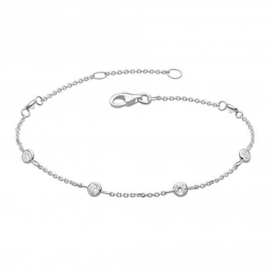 Dew Silver Set Cubic Zirconia Scattered Chain 7.5 Bracelet 7728CZ021 ...