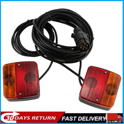 Pre Wired Trailer Van Rear Towing Light Board Lights Lamps & 7.5m Cable ...