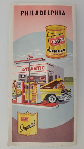 Vintage 1959 Atlantic Imperial Motor Oil Road Map of Philadelphia | eBay