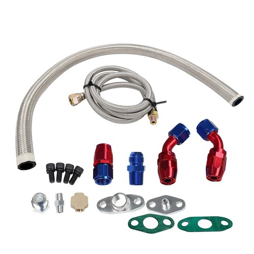 Turbo Charger Oil Drain Return & Feed Line Kit For T3 T4 T04E T60 T61 ...