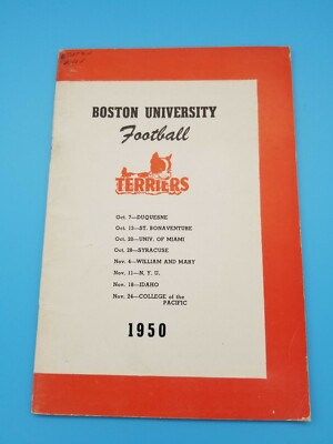 BOSTON UNIVERSITY TERRIERS - COLLEGE FOOTBALL MEDIA GUIDE - 1950 - EX+ ...