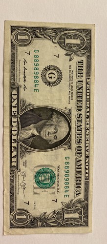 $1 Dollar 2013 Bill Note Fancy Lucky 5 Of 8’s Almost Super Repeater ...