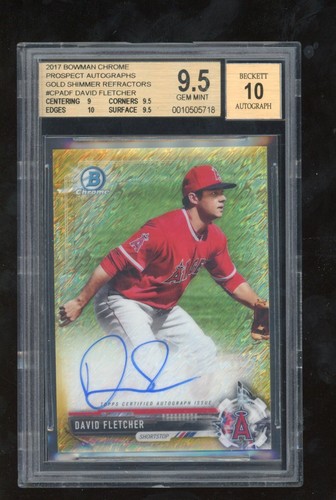 David Fletcher 2017 Bowman Chrome Auto Rookie Gold Shimmer #d /50 BGS 9 ...