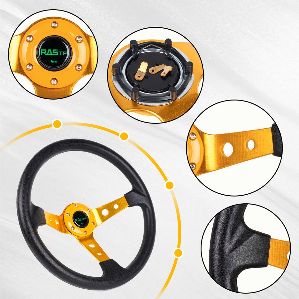 14INCH Universal Aluminum Racing Steering Wheel Drifting Deep Dish 6 ...