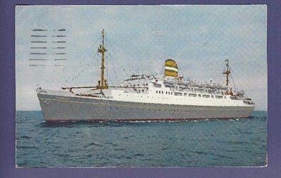 1958 SS Maasdam @ Sea - Vintage Color Postcard - Holland America Line ...