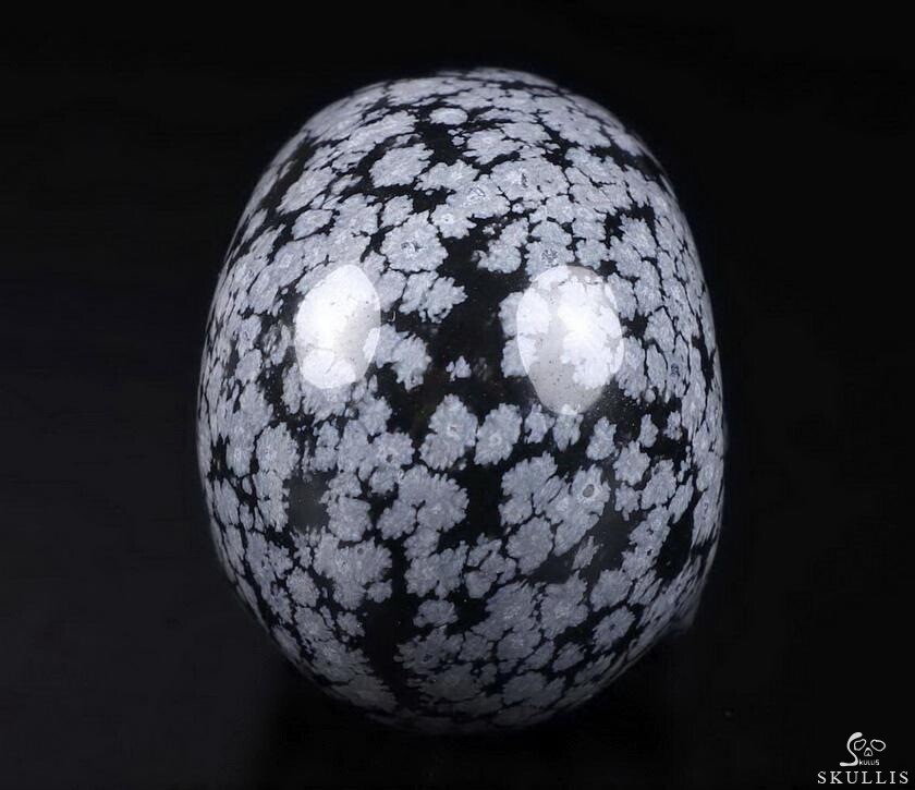 2.0" Snowflake Obsidian Carved Crystal Skull, Realistic, Crystal ...