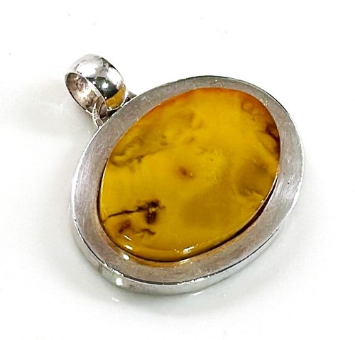 925 Solid Sterling Silver Yellow Baltic Amber Designer Large Beautiful ...