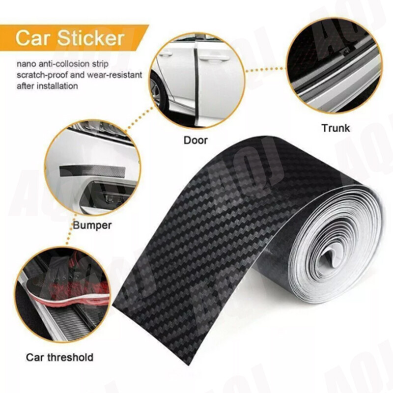 Accessories carbon Fiber Vinyl Car Door Sill Scuff Cover Plate Sticker ...