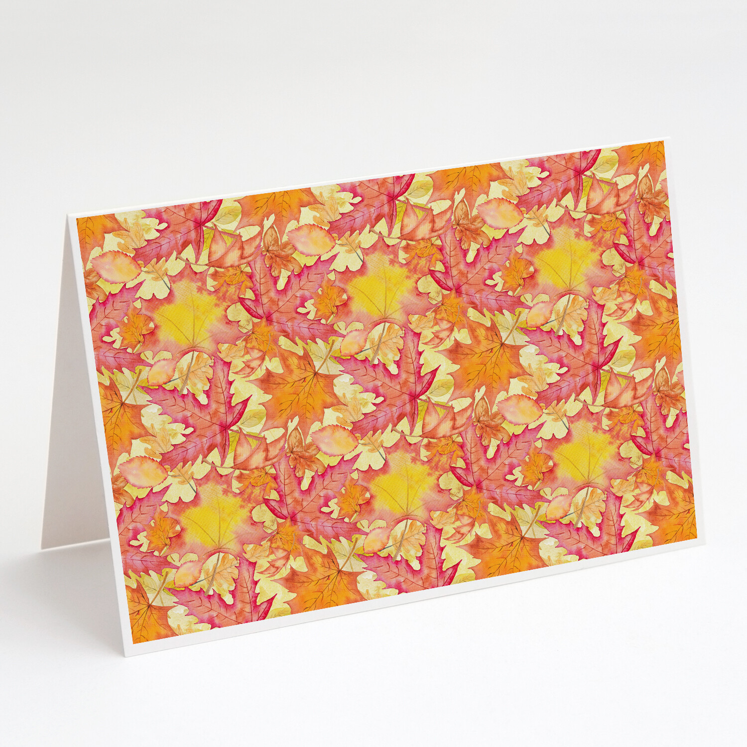 Fall Leaves Watercolor Red Greeting Cards And Envelopes Pack Of 8 ...