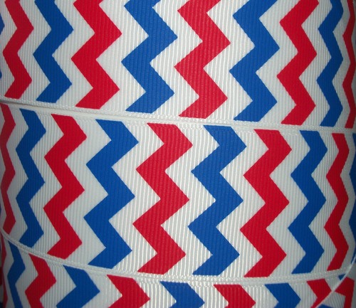 5 Yards 1.5" PATRIOTIC RED WHITE BLUE ZIG ZAG CHEVRON GROSGRAIN RIBBON ...