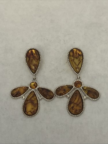 Deb Guyot Designs 925 Sterling Silver Amber Post Back Dangle Drop ...