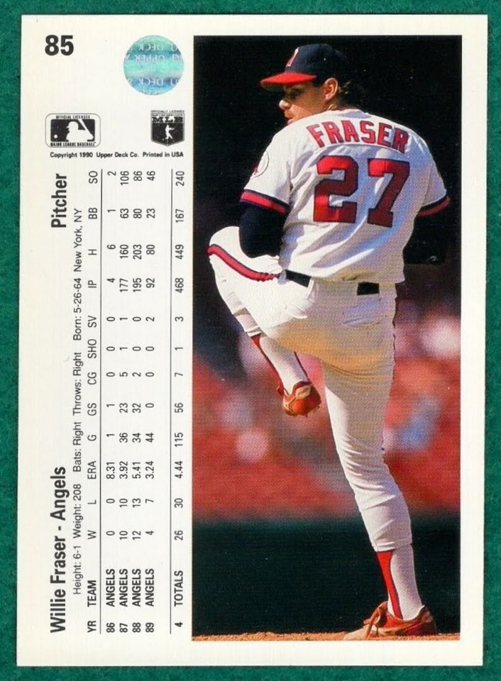 Willie Fraser - 1990 Upper Deck #85 - California Angels Baseball Card ...