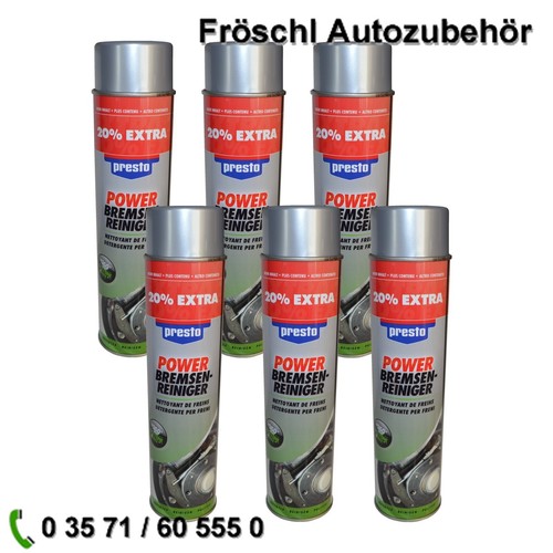 6x 600ml Presto Power Bremsenreiniger Bremsenspray Entfetter Spraydose ...