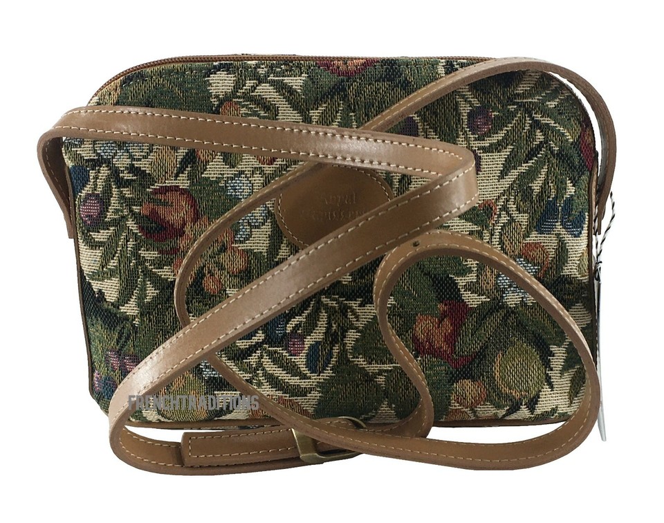French Tapestry Shoulder Bag With Leather Strap Made in France - Plums ...
