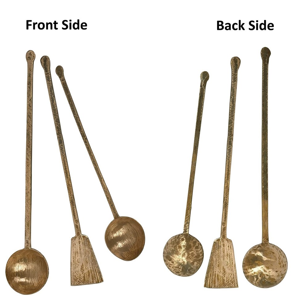 Handmade Traditional Brass Ladle and Spatula Set Kitchen Utensils | eBay