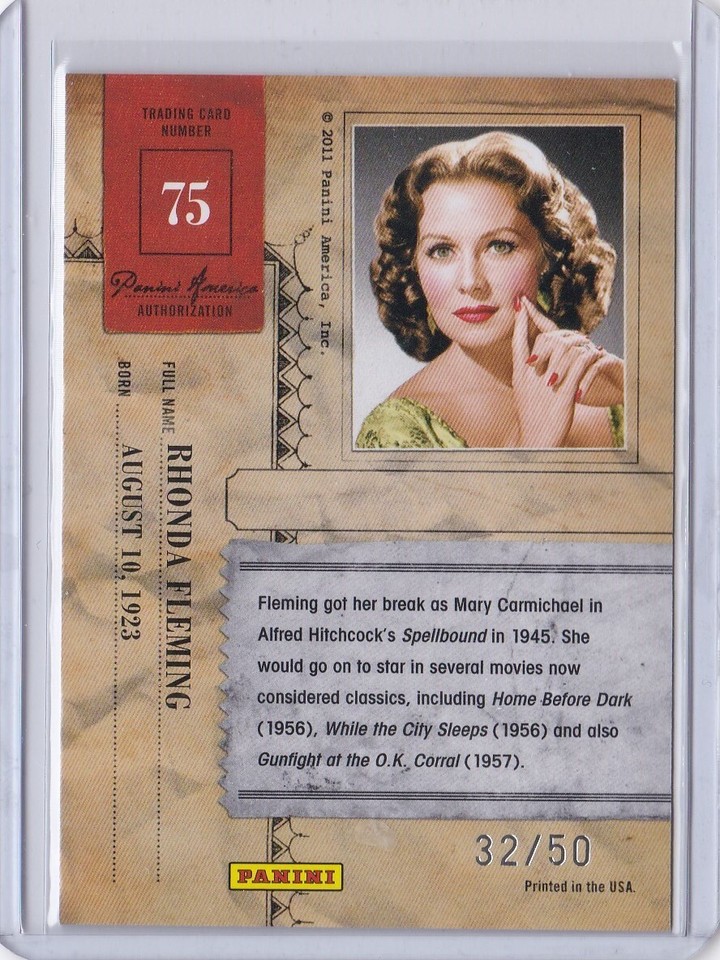 2011 Panini Americana Gold Proof Retail SP Rhonda Fleming #75 serial ...