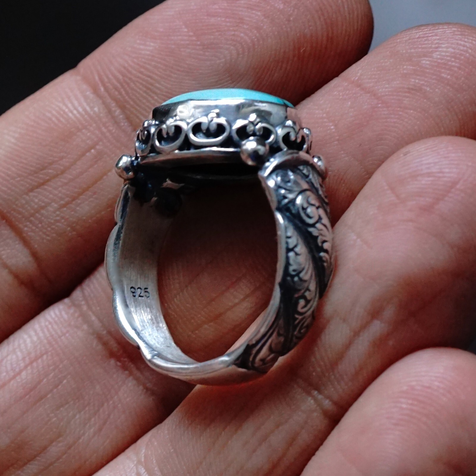 Turquoise Mens Ring Natural Gemstone Silver 925 Sterling Unique ...