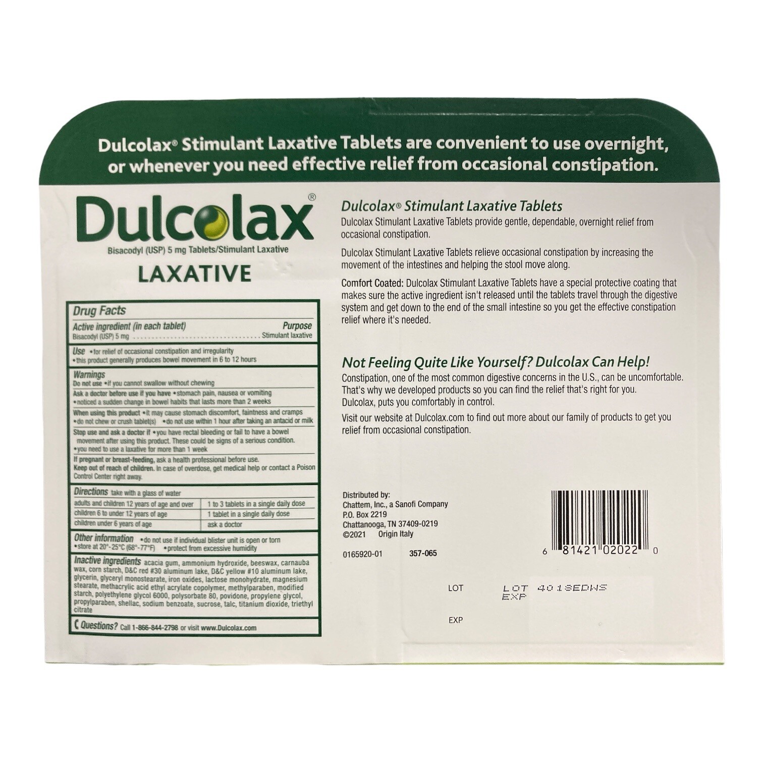 Dulcolax Comfort-Coated 6-12 Hours Overnight Relief Laxative Tablets ...