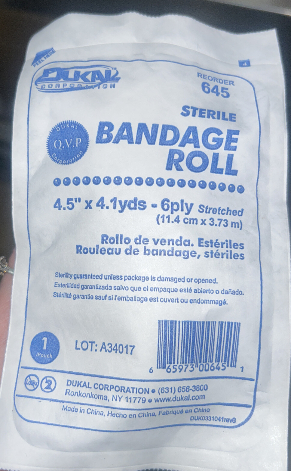 Bulky Gauze Bandage 4.5" x 4.1 yds. 140 Individual Bandages. Cross ...