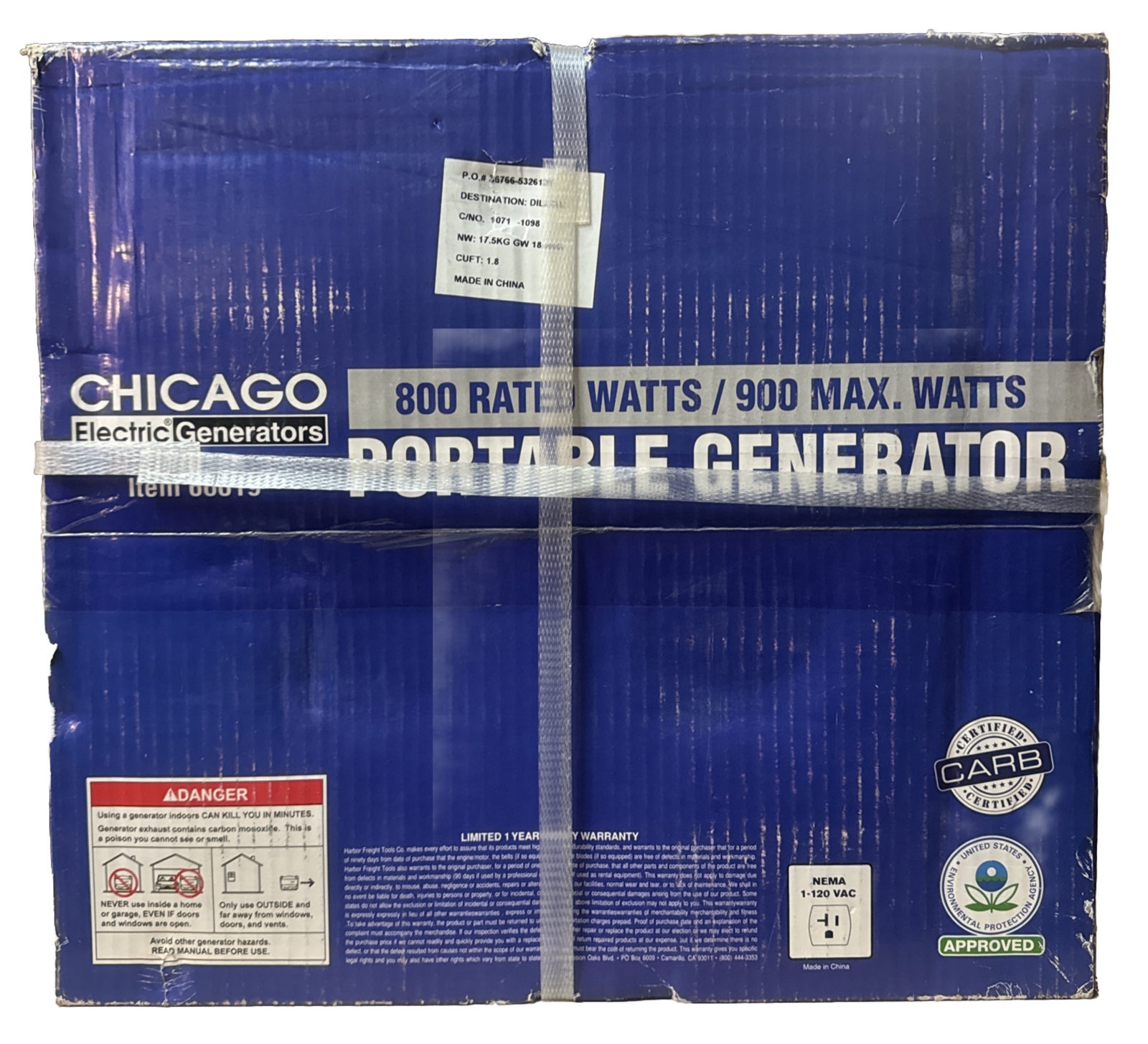 CHICAGO Electric 66619 Portable Generator 2HP 800/900W for sale online ...