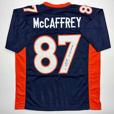 Autographed/Signed Ed McCaffrey 2x SB Champs Denver Blue Jersey Beckett ...
