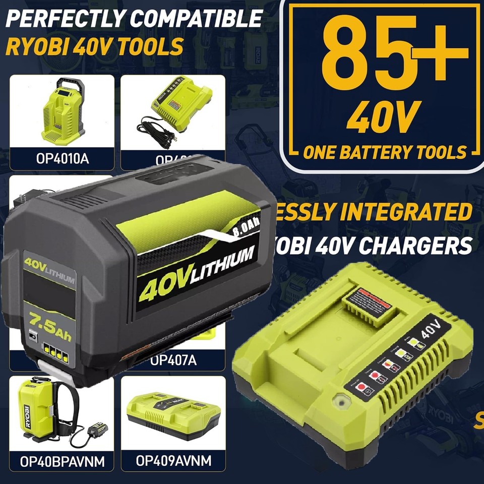 LOT of 40V 8.0Ah LED Battery for Ryobi 40 Volt Lithium OP4050 OP40602 w ...
