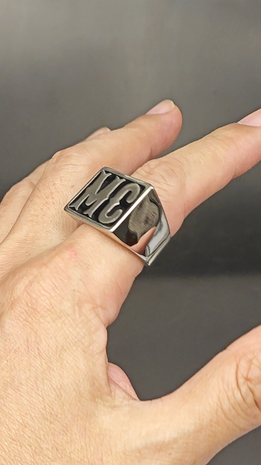 Men's Punk Silver 316L Stainless Steel MC Ring for Motor Motorcycle ...