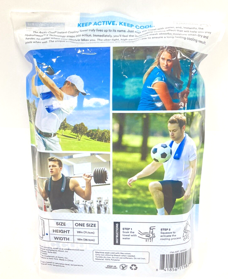 4 Pack Arctic Cool Instant Cooling Towels (2) Grey (2) Blue 15”x28 ...