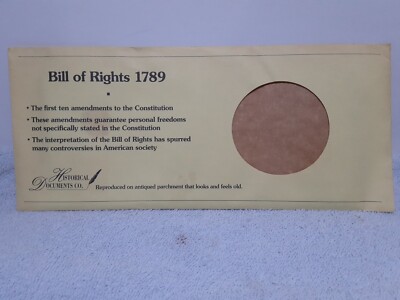 Historical Documents Co.~ Bill of Rights 1789~ Reproduced On Antiqued ...