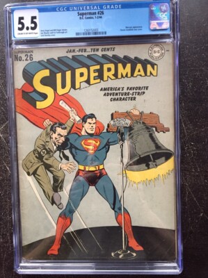 SUPERMAN #26 CGC FN- 5.5; CM-OW; classic Goebbels Nazi WWII cover ...
