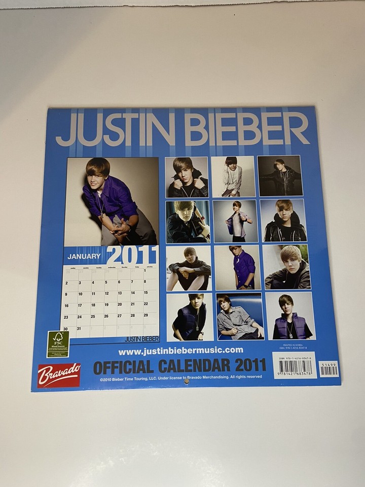 2011 Justin Bieber Calendar, Bravado, New Sealed | eBay